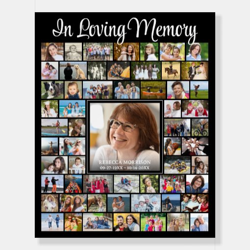 Memorial IN LOVING MEMORY Script 59 Photo Collage Foam Board | Zazzle