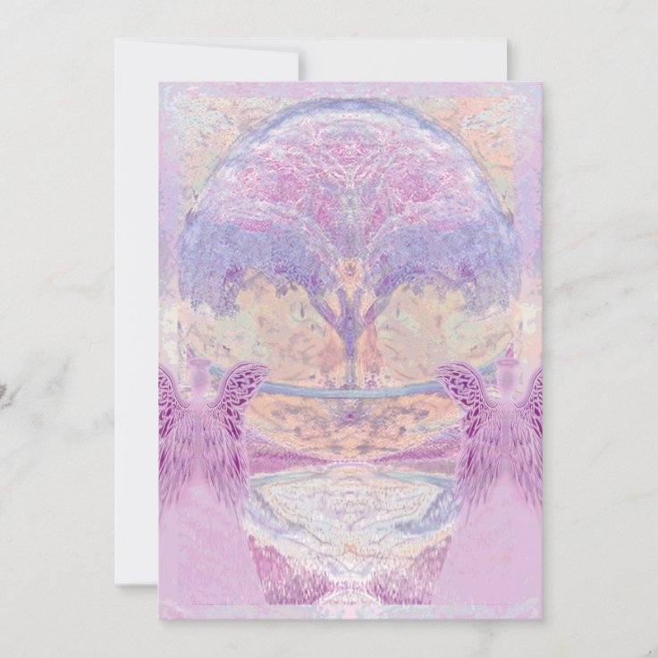 Memorial Invitation | Two Angels & Tree | Zazzle