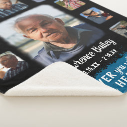 Memorial Keepsake Edge Fade Photo Collage Bk Blue Sherpa Blanket | Zazzle