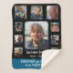Memorial Keepsake Edge Fade Photo Collage Bk Blue Sherpa Blanket | Zazzle