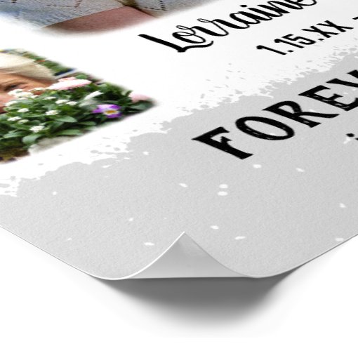 Memorial Keepsake Edge Fade Photo Collage Gray Poster | Zazzle