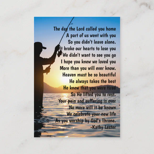 Memorial Keepsake Fisherman Fishing Fish Business Card | Zazzle