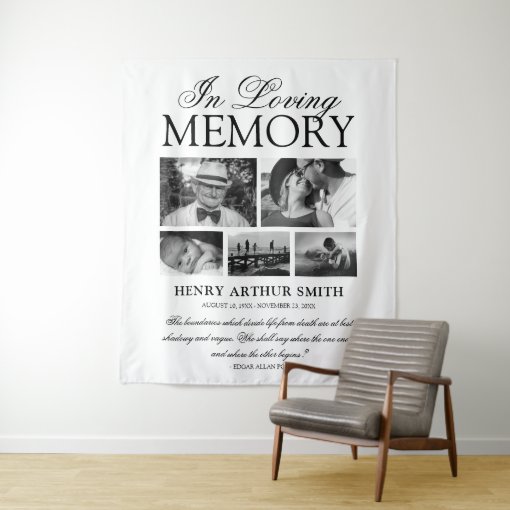 Memorial Keepsake | In Loving Memory 5 Photo Tapestry | Zazzle