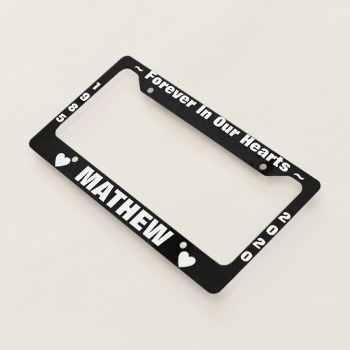 Memorial License Plate with Hearts License Plate Frame | Zazzle
