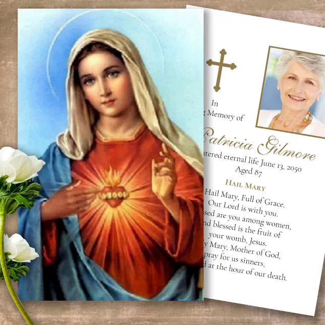 Memorial Loss Sacred Mary Prayer Sympathy Cards | Zazzle