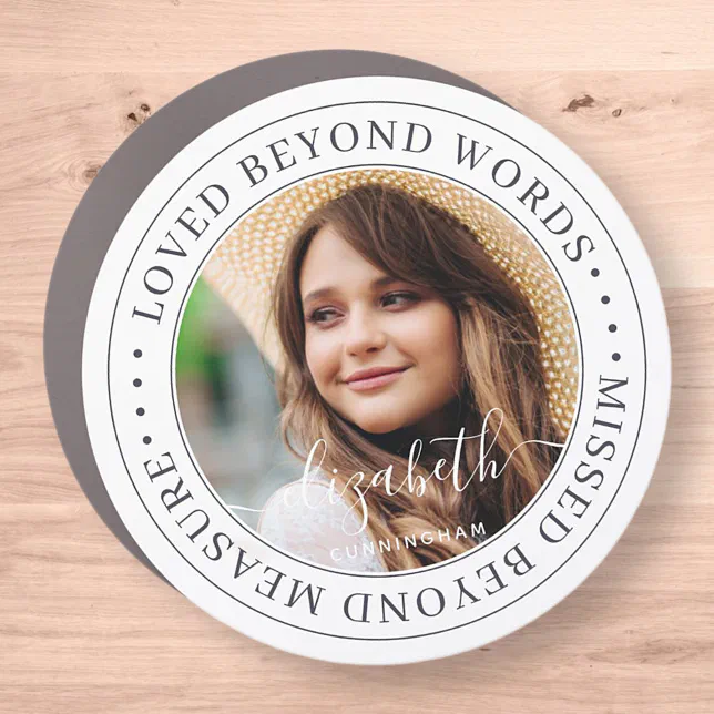 Memorial Loved Beyond Words Elegant Chic Photo Car Magnet | Zazzle