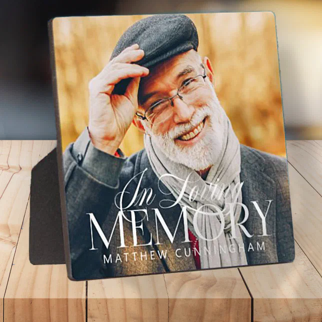 Memorial Loving Memory Simple Modern Photo Plaque | Zazzle