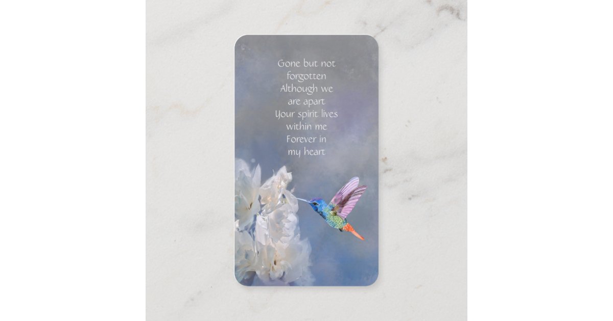 Memorial Memory Card Hummingbird White Flowers | Zazzle