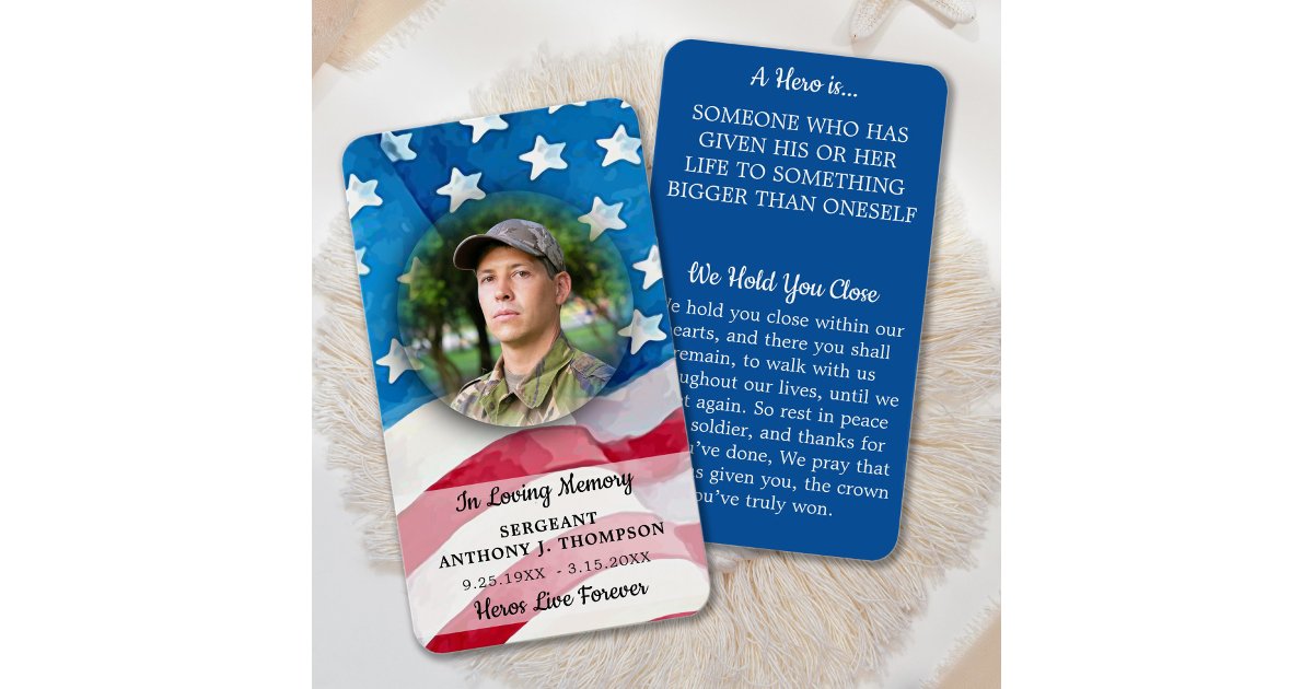 Memorial Military Fallen Soldier Prayer Card | Zazzle