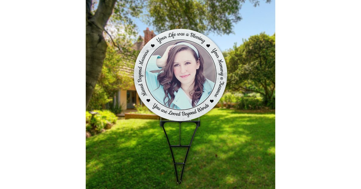 Memorial Modern 2 Photo Sympathy Cemetery Grave Sign | Zazzle