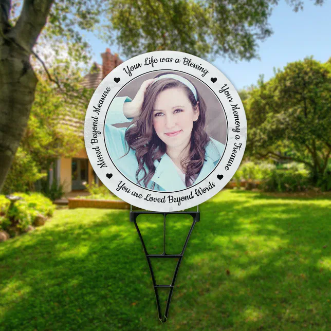 Memorial Modern 2 Photo Sympathy Cemetery Grave Sign | Zazzle