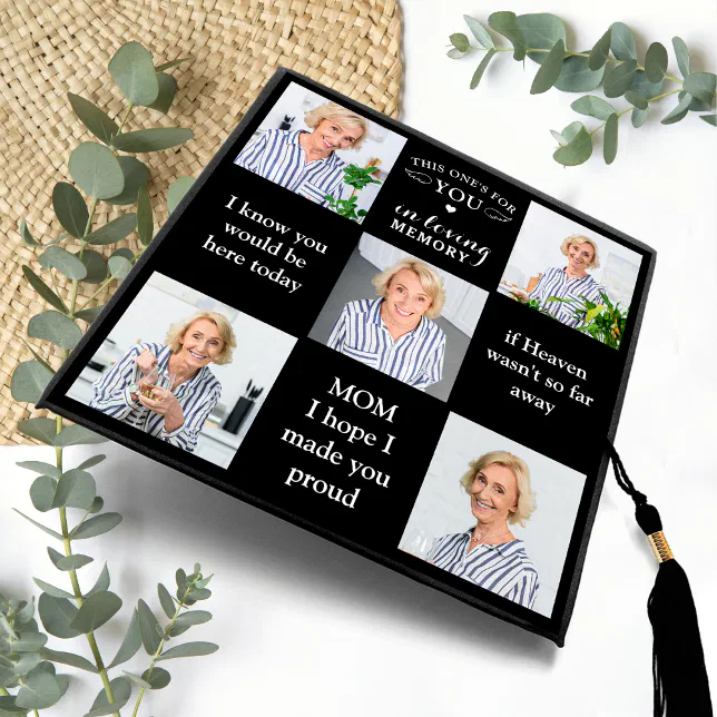 Memorial Modern Custom 5 Photo Collage Graduate Graduation Cap Topper ...
