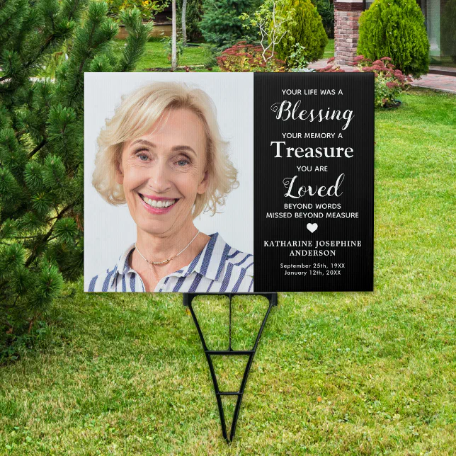 Memorial Modern Personalized 2 Photo Cemetery Sign | Zazzle