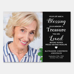Memorial Modern Personalized 2 Photo Cemetery Sign | Zazzle