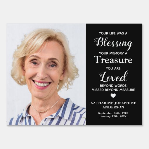 Memorial Modern Personalized 2 Photo Cemetery Sign | Zazzle