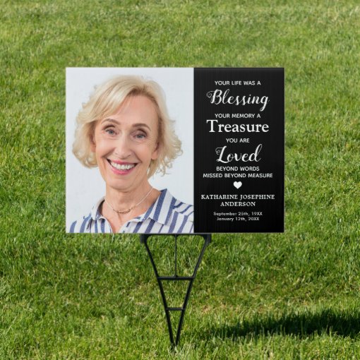 Memorial Modern Personalized 2 Photo Cemetery Sign | Zazzle