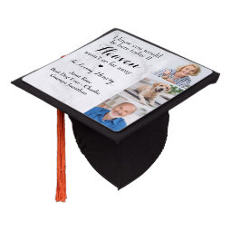 Memorial Modern Personalized 3 Photo Collage Graduation Cap Topper | Zazzle