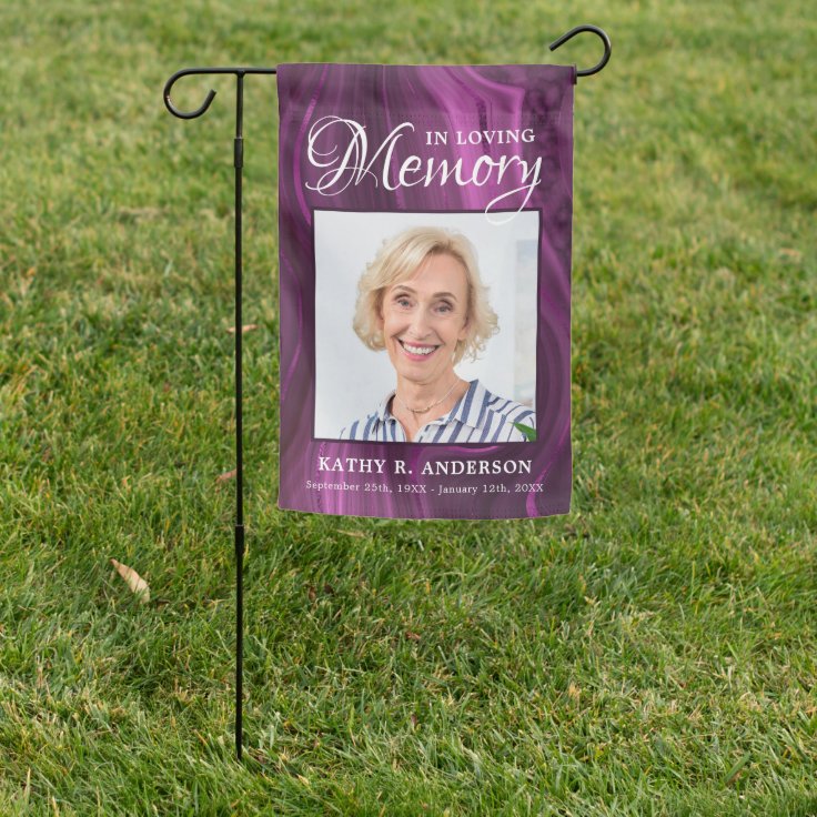 Memorial Modern Photo Marble Grave Site Cemetery Garden Flag | Zazzle