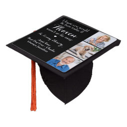 Memorial Modern Remembrance Personalized 3 Photo Graduation Cap Topper ...