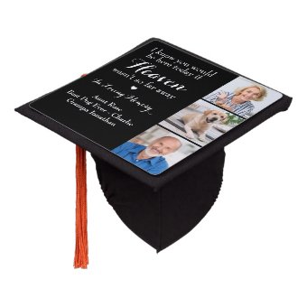 Memorial Modern Remembrance Personalized 3 Photo Graduation Cap Topper ...