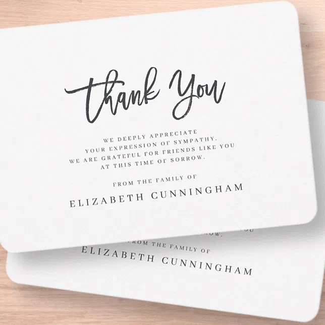 Memorial Modern Simple Minimalist In Loving Memory Thank You Card | Zazzle