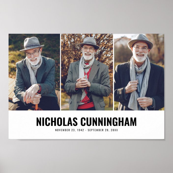 Memorial Modern Three Photo Poster | Zazzle.com
