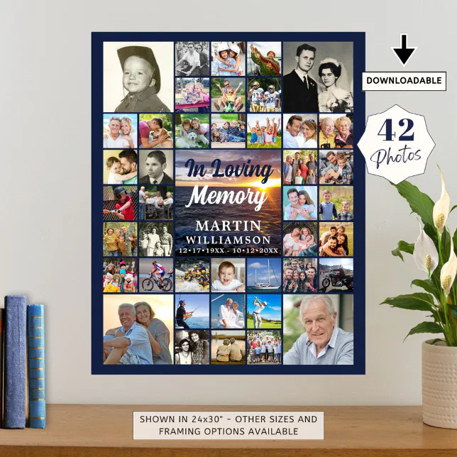 Memorial Ocean Sunset 42 Photos In Loving Memory Poster | Zazzle