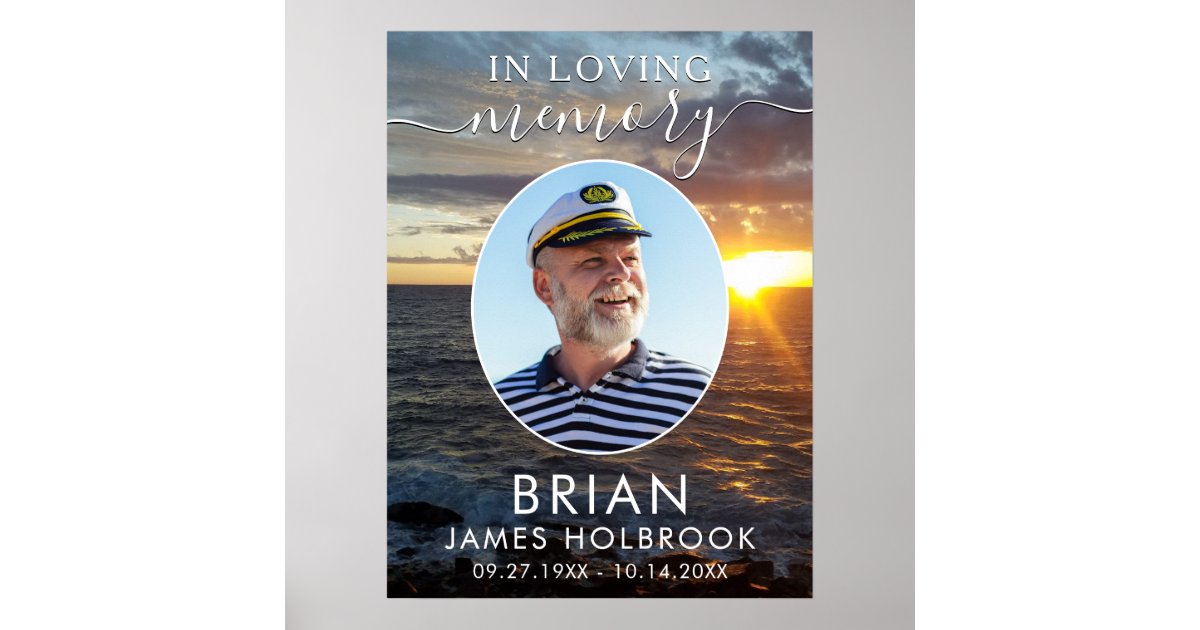 Memorial Ocean Sunset Photo In Loving Memory Poster | Zazzle