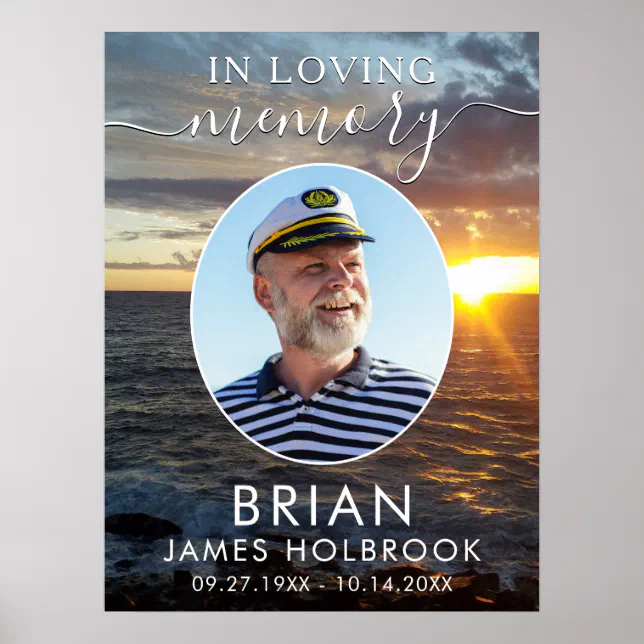 Memorial Ocean Sunset Photo In Loving Memory Poster | Zazzle