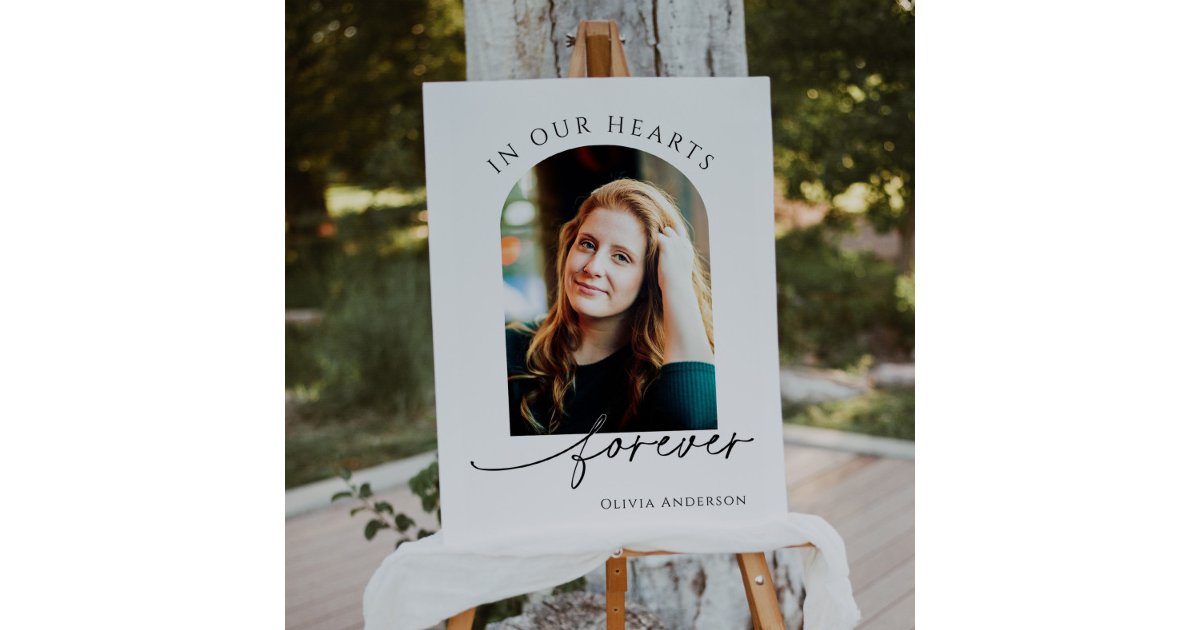 Memorial or Funeral Photo Tribute In Our Hearts Foam Board | Zazzle
