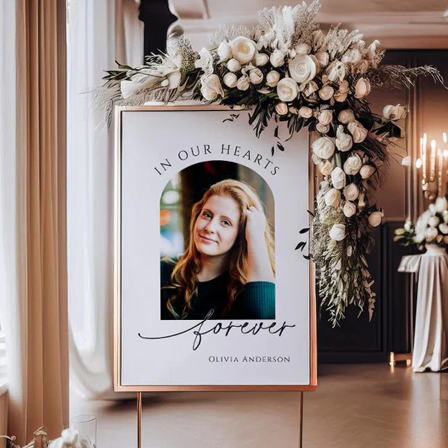 Memorial or Funeral Photo Tribute In Our Hearts Poster | Zazzle