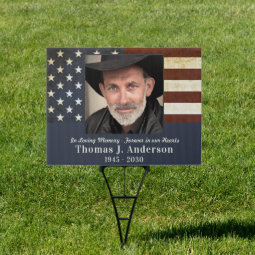 Memorial Patriotic Photo American Flag Cemetery Sign | Zazzle