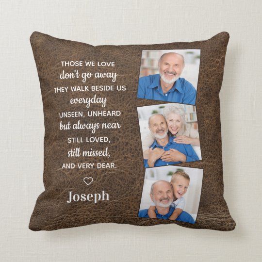 Memorial Personalized 3 Photo In Loving Memory Throw Pillow | Zazzle.com
