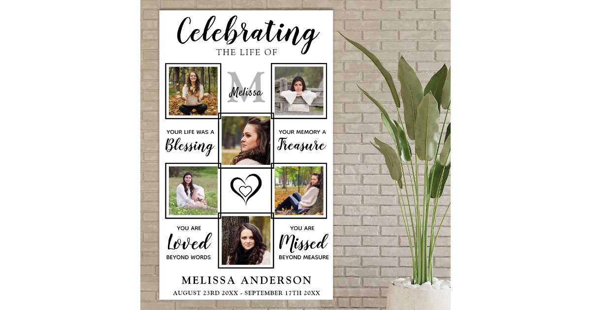 Memorial Personalized Photo Collage Funeral Poster | Zazzle