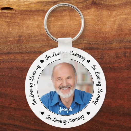 Memorial Personalized Photo In Loving Memory Keychain | Zazzle