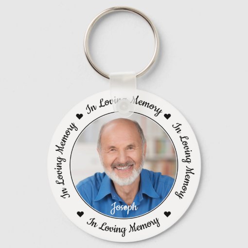 Memorial Personalized Photo In Loving Memory Keychain | Zazzle