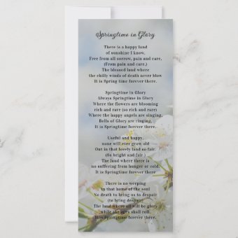 Memorial Photo Card | Springtime in Glory Poem | Zazzle