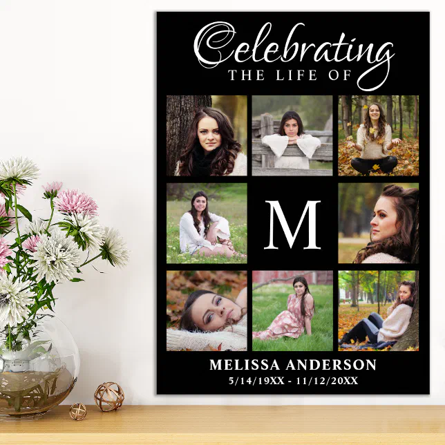 Memorial Photo Collage Funeral Celebration Of Life Poster | Zazzle