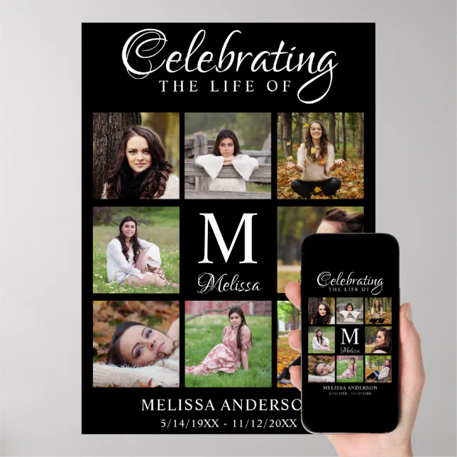 Memorial Photo Collage Funeral Celebration Of Life Poster | Zazzle