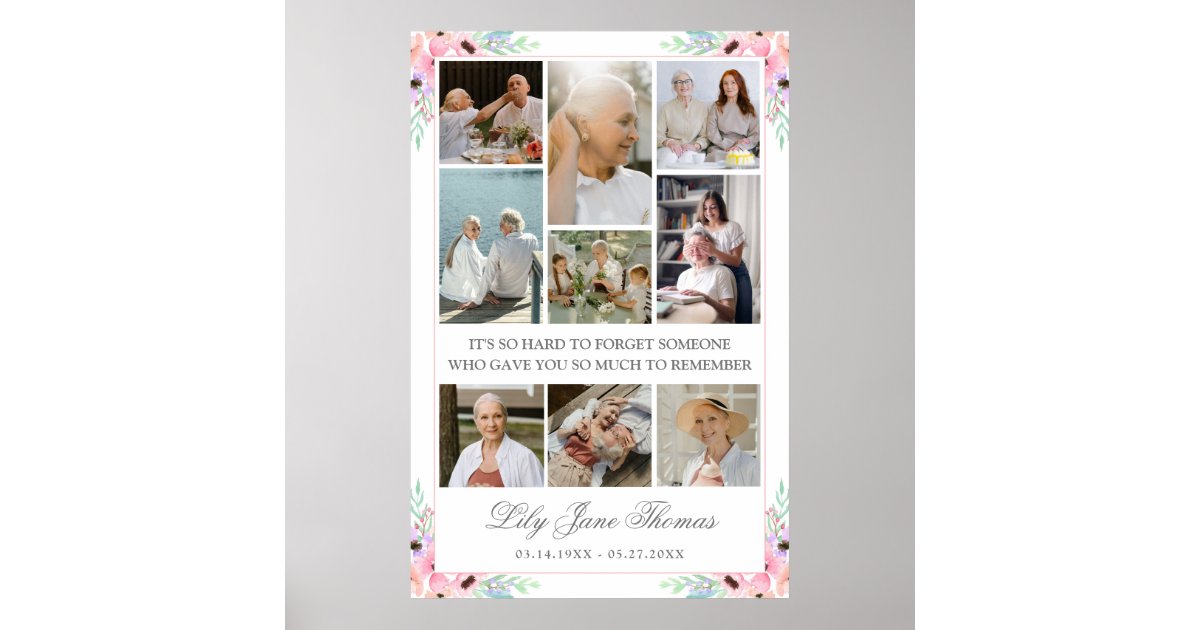 Memorial Photo Collage Funeral Sympathy Poster | Zazzle