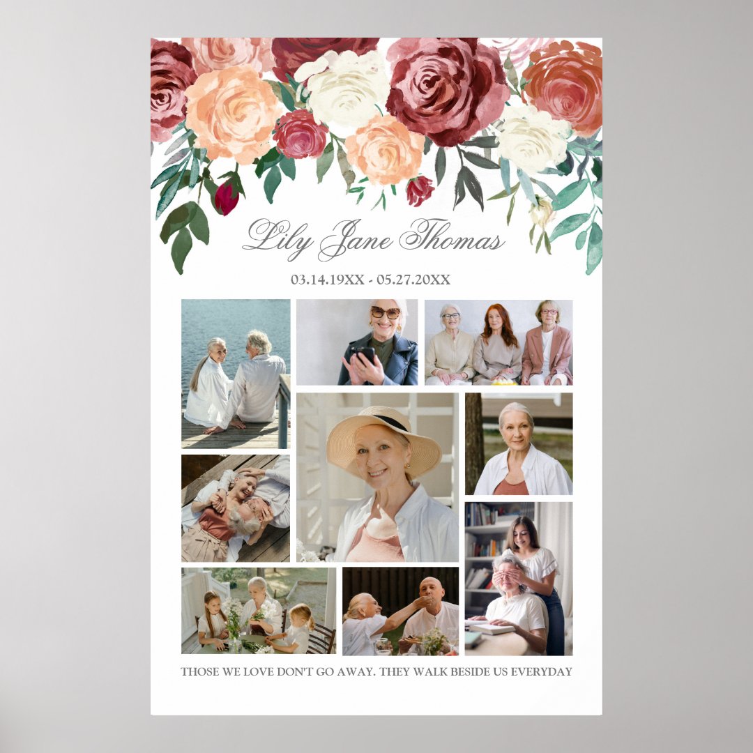 Memorial Photo Collage Funeral Sympathy Poster | Zazzle