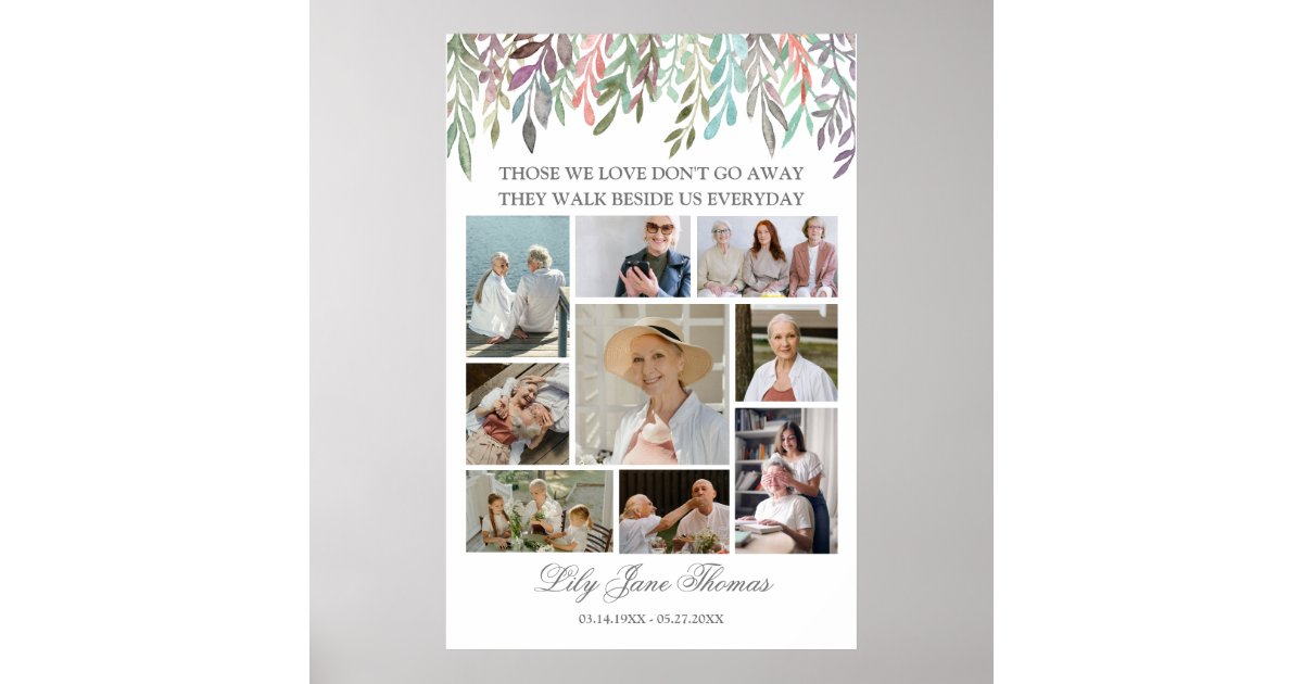Memorial Photo Collage Funeral Sympathy Poster | Zazzle