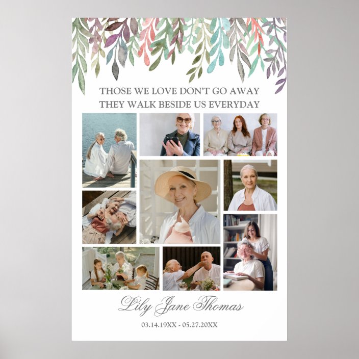 Memorial Photo Collage Funeral Sympathy Poster | Zazzle.com