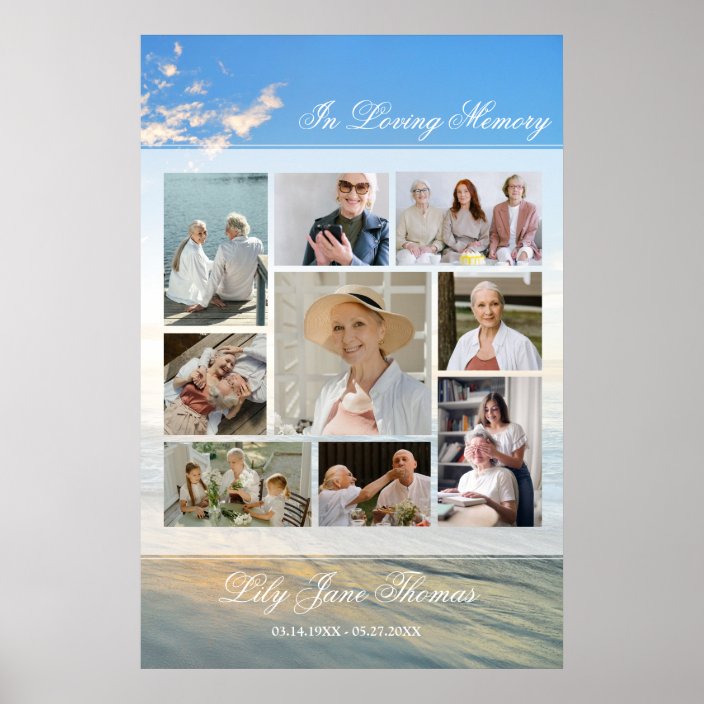 Memorial Photo Collage Funeral Sympathy Poster | Zazzle.com