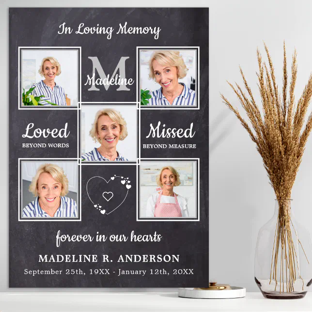 Memorial Photo Collage In Loving Memory Funeral Poster | Zazzle