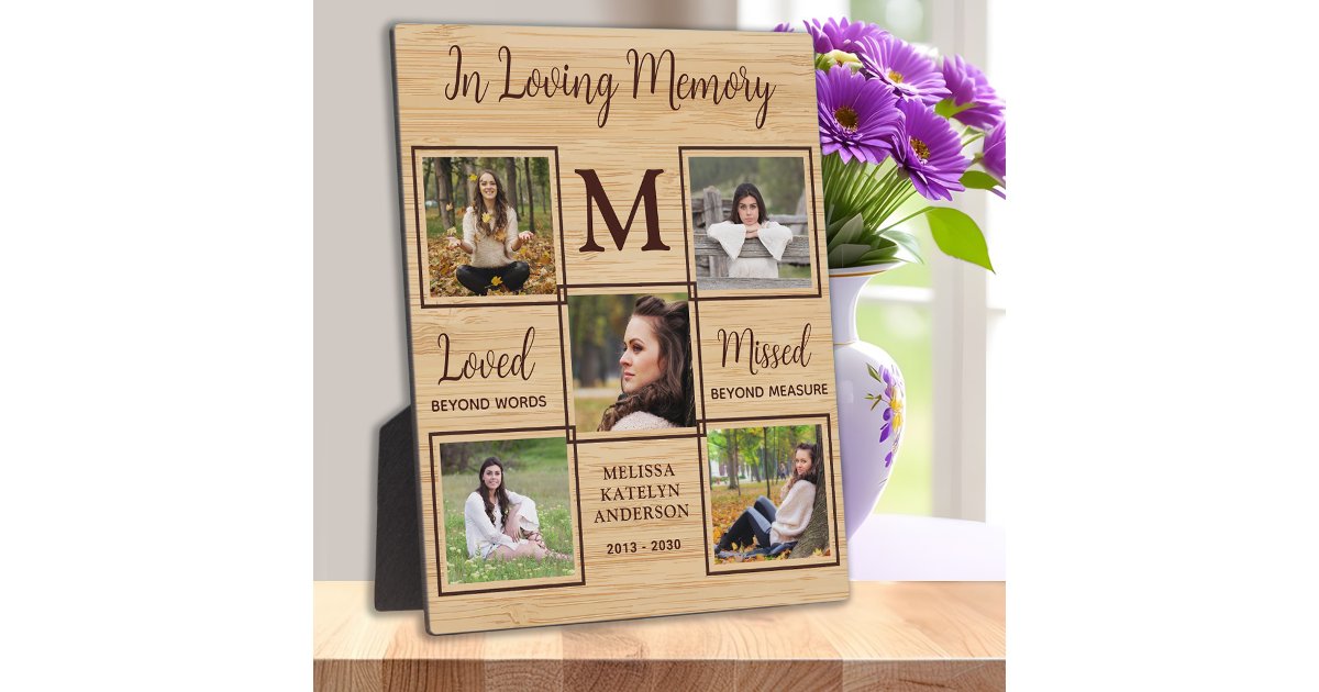 Memorial Photo Collage Keepsake In Loving Memory Plaque | Zazzle