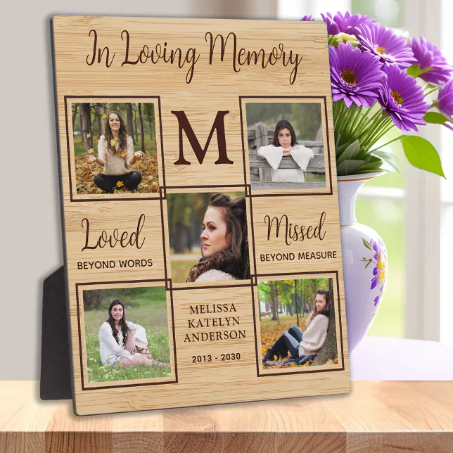 Memorial Photo Collage Keepsake In Loving Memory Plaque | Zazzle