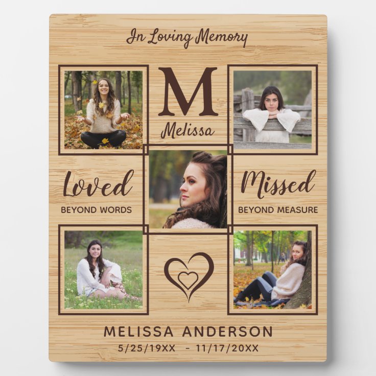 Memorial Photo Collage Keepsake In Loving Memory Plaque | Zazzle