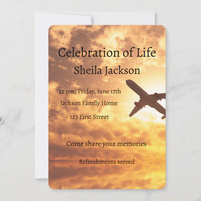 Memorial Photo Custom Commercial Pilot Airline Invitation | Zazzle