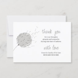 Memorial Photo Dandelion Puff Simple Funeral Thank You Card | Zazzle